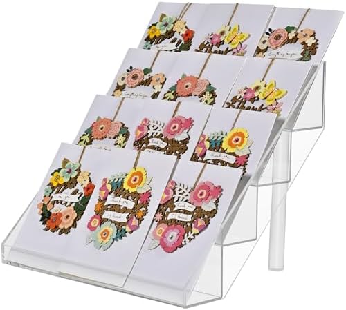 Amazon.com: PecMuikee Greeting Card Display, 4 Tiers Clear Acrylic ...