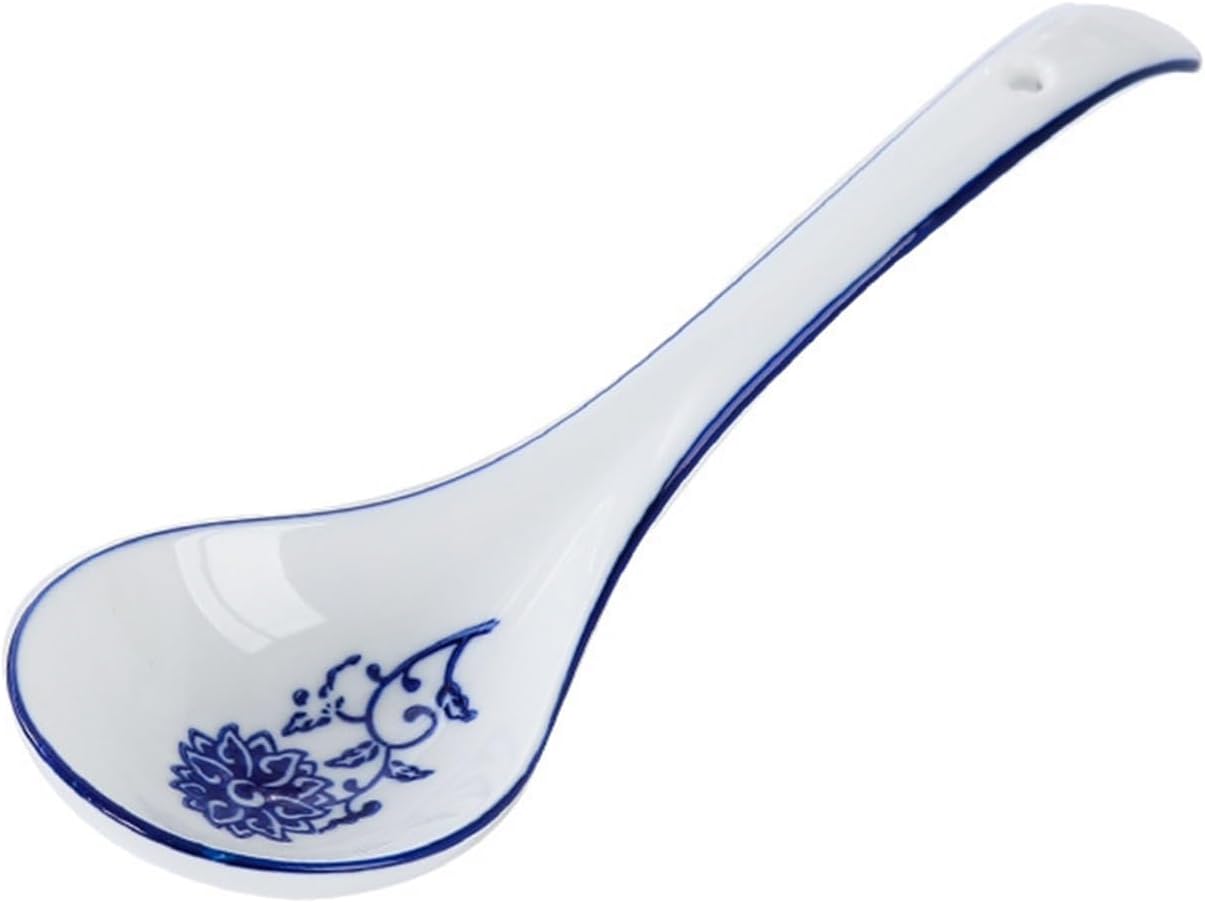 Amazon.com: GLigeT Soup Spoon 2 Pieces Ceramic Soup Ladle, Chinese Blue ...