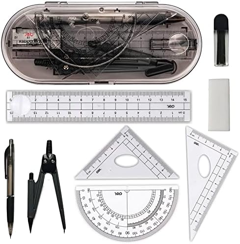 Amazon.com : 7 Piece Geometry School Set,with Quality Compass, Linear ...