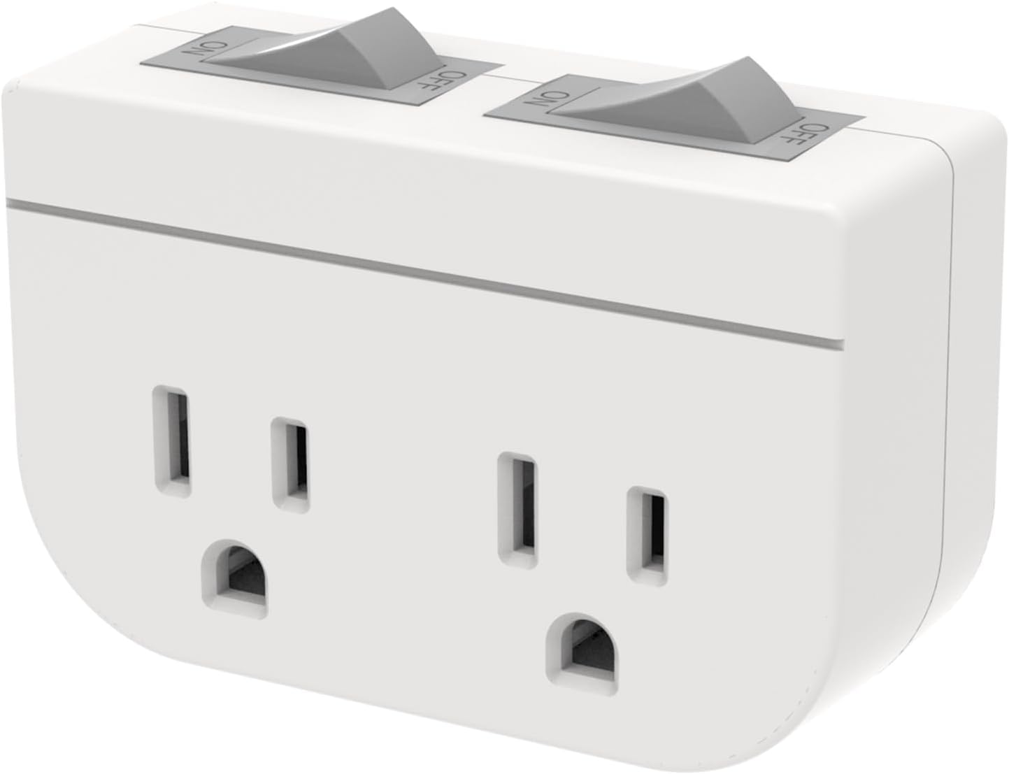 Grounded Double Outlet Power Adapter with Separate On/Off Rocker ...