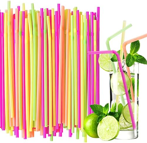 Drinking Straws, 100 Pcs Bendable Plastic Drinking Straws, Disposable ...