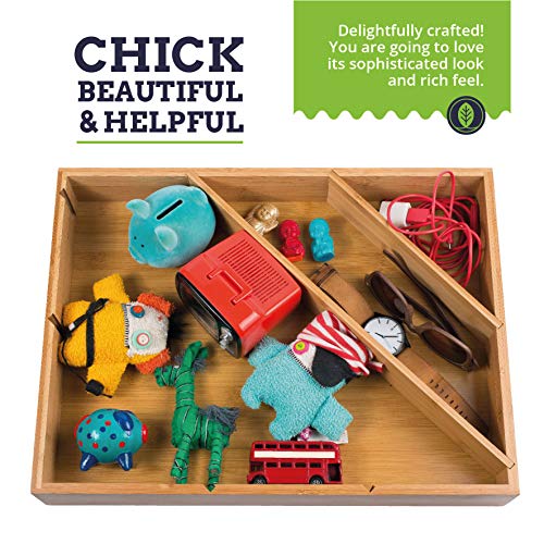 Diagonal Space Saving Bamboo Drawer and Cabinet Organizer Divider fits ...