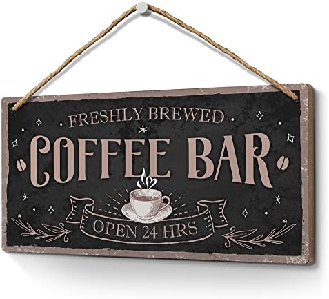 Amazon.com : Heuhuww Freshly Brewed Coffee Bar Sign 6"x12" Retro Coffee ...