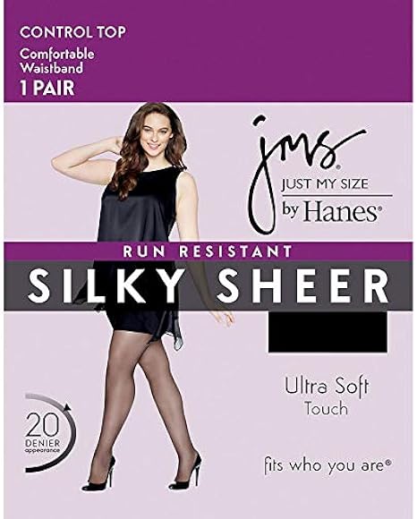 Just My Size Women's Plus Size Run Resistant Control Top Panty Hose at ...
