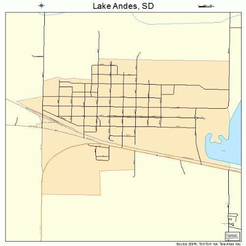 Amazon.com: Large Street & Road Map of Lake Andes, South Dakota SD ...