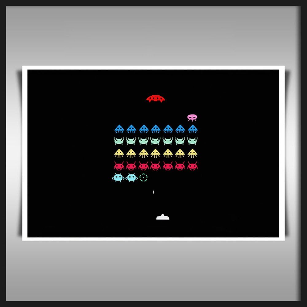 Amazon.com: SPACE INVADERS SPACESHIP HUGE CANVAS ART PRINT 24x18 inch ...