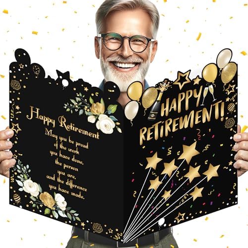 Amazon.com : Seasons Stars SSDecor Large Greeting Retirement Card 25 x ...