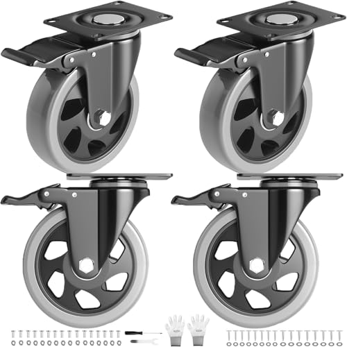 Snapklik.com : 4 Inch Caster Wheels Heavy Duty 2200Lbs, Casters Set Of 4