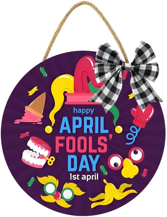 Amazon.com: Uptell Funny Happy April Fools Day Sign for Front Door ...