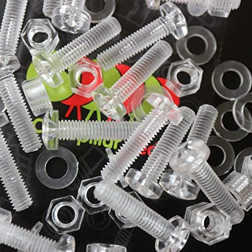 Pack of 20 Transparent Clear Plastic Acrylic M3 x 20mm Nuts & Bolts ...