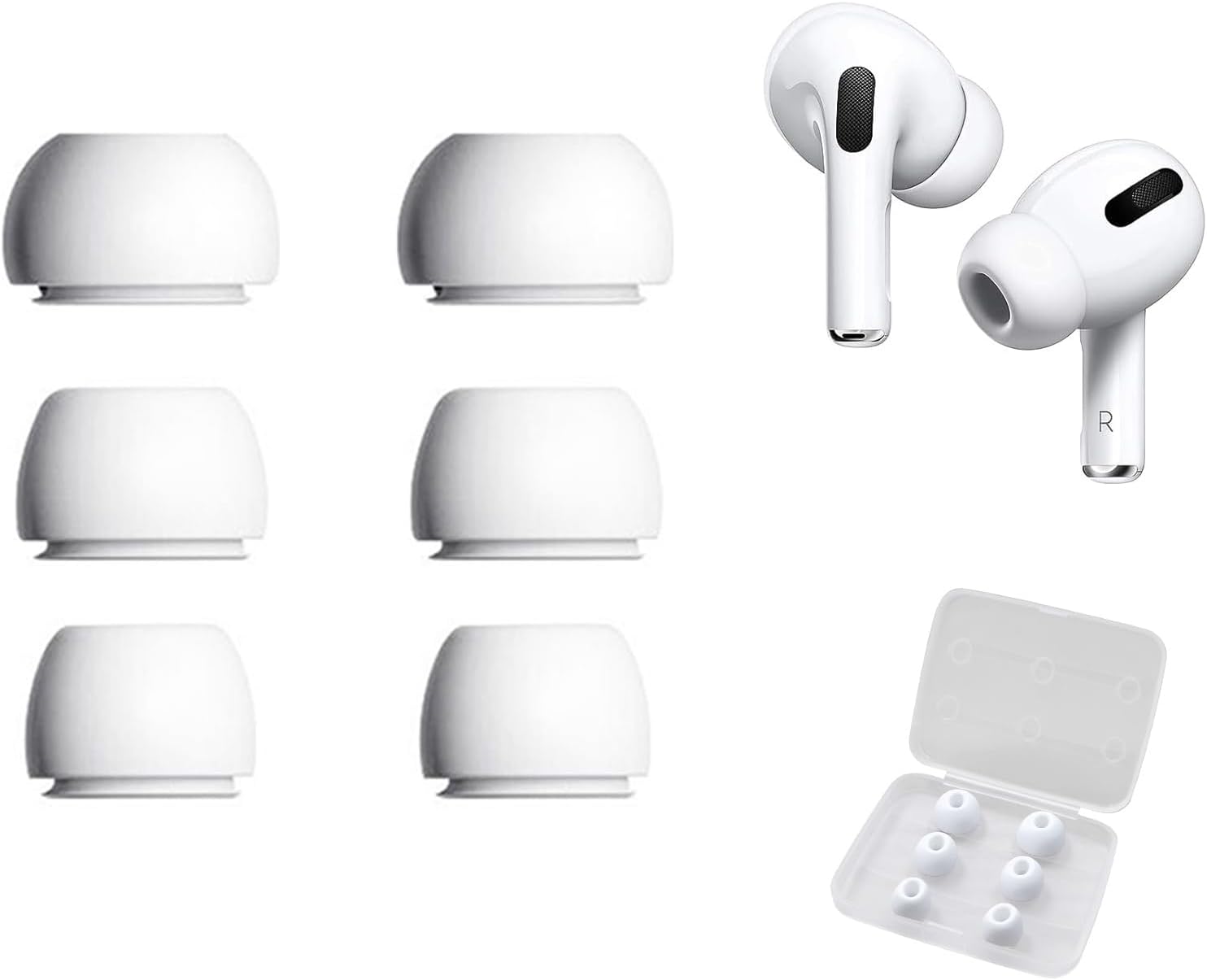3 Pairs Replacement Ear Tips for Airpods Pro 1/2 with Hole for Noise ...