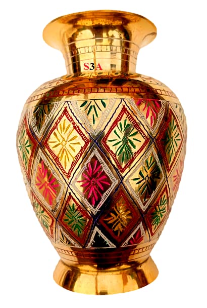 Buy S3A Handcrafted Brass Peetal Vase Flower Pot गुलदान फूलदान Kalash ...