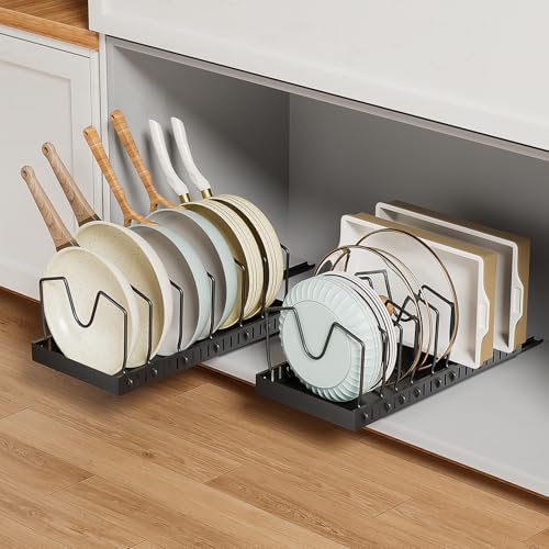 Amazon.com: GoMaihe Pull-out Pots and Pans Organizer 2 Pack - Under ...
