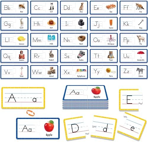 Amazon.com: Alphabet Puzzle Cards, 26 PCS Double-Sided Puzzle Cards ...