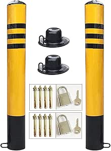 Amazon.co.jp: Two Driveway Parking Posts, Removable Metal Security Post ...