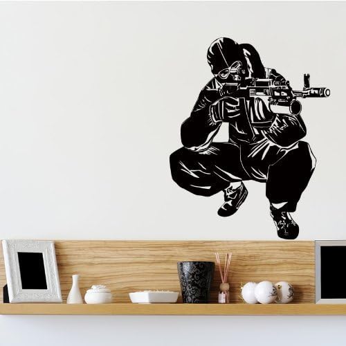 Spartacus Art Black Ops Soldier Wall Sticker/Decal - Black - W57 x H71 ...