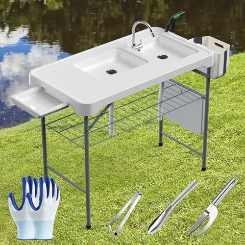 Amazon.com : Outsunny Folding Camping Table with Faucet and Dual Water ...