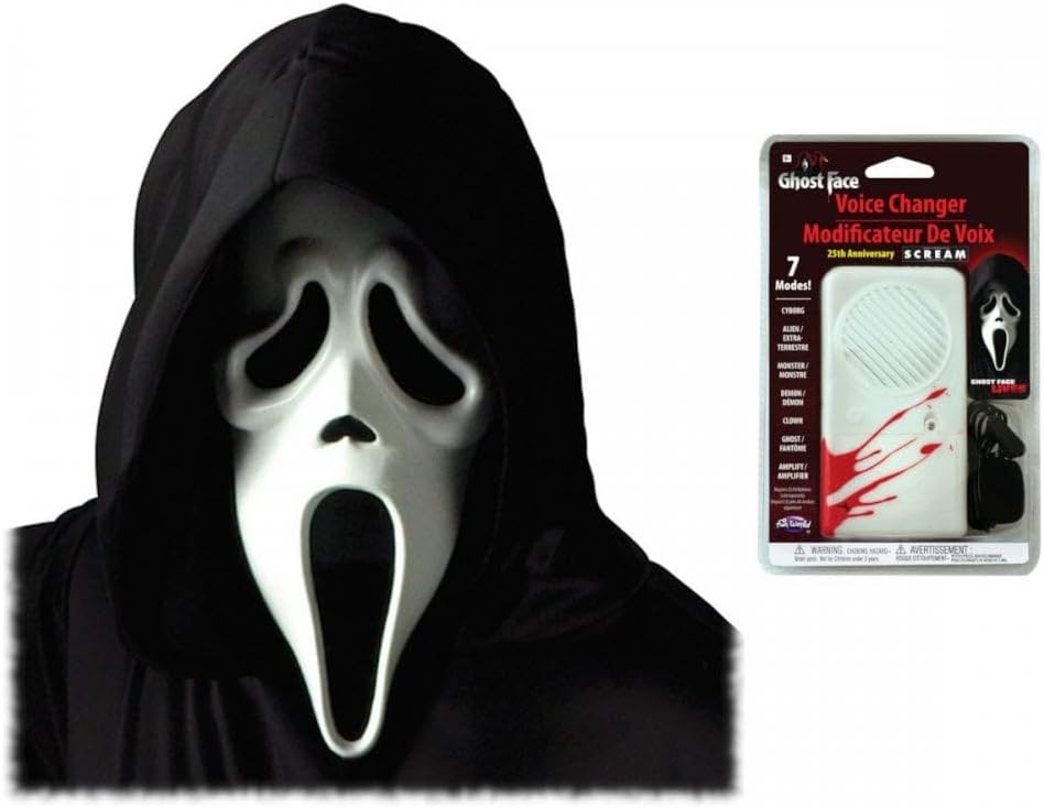 Adult Unisex Official Scream/Ghost Face Mask with Hood + Voice Changer ...