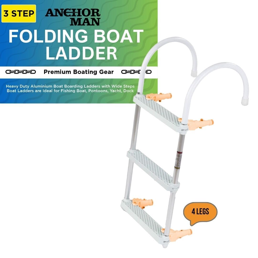 Anchor Man Folding 3 Step Ladder For Fishing Heavy Duty | Desertcart ...
