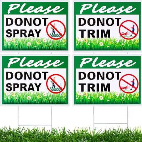 Amazon.com : Soaoo 4 Pcs Do Not Spray and Do Not Trim Yard Sign 12'' x ...