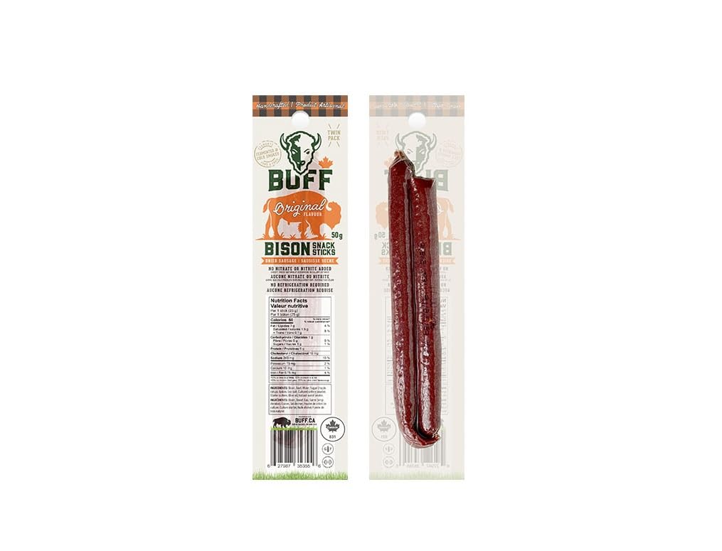 BUFF Bison Meat Sticks, Canadian-Raised, Grass-Fed Protein Snack, 2 ...