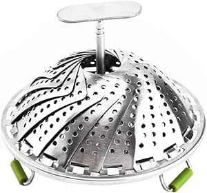 Amazon.co.jp: Adjivecct Stainless Steel Foldable Vegetable Steamer ...