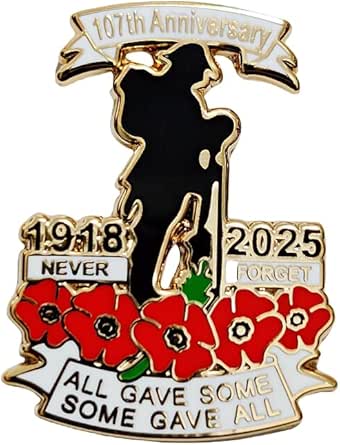 107th Anniversary Red Poppy Badges Pins Military Army Veteran Solider ...
