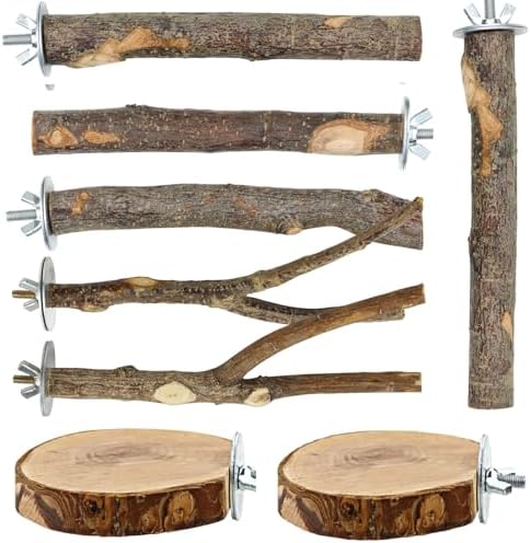 PERSENTU 8PCS Bird Cage Perches for Cockatiel, Cockatoo, Parakeet ...