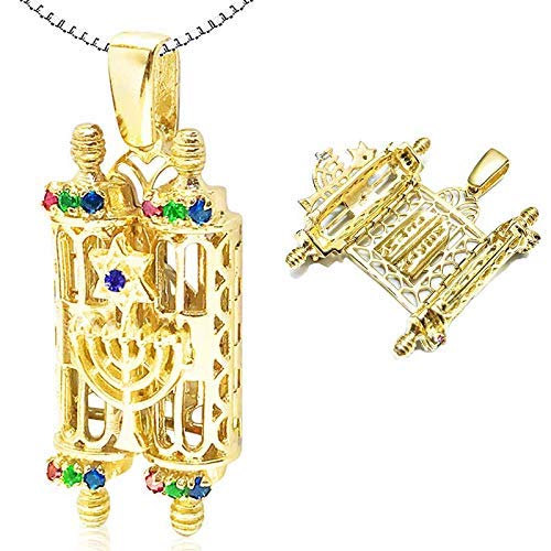 Amazon.com: Silver 925 Big"Torah" scroll pendant with open doors set ...