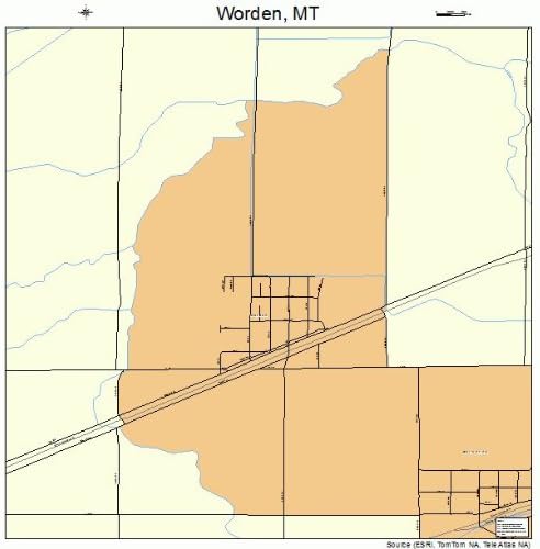 Amazon.com: Large Street & Road Map of Worden, Montana MT - Printed ...
