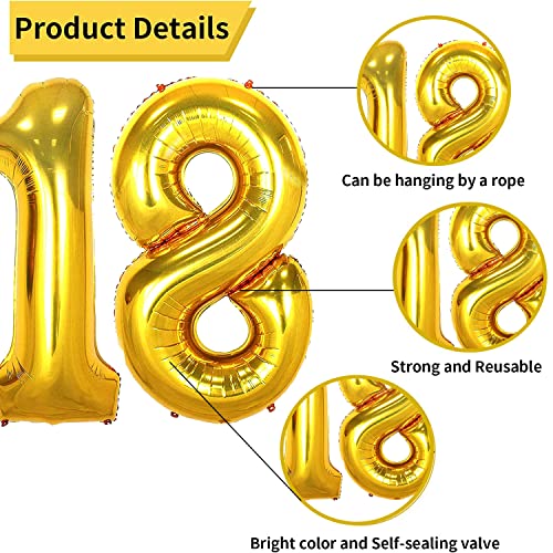 Party Propz Golden 18 Balloon For Birthday - Set of 1 Pc (16 inch) Gold ...