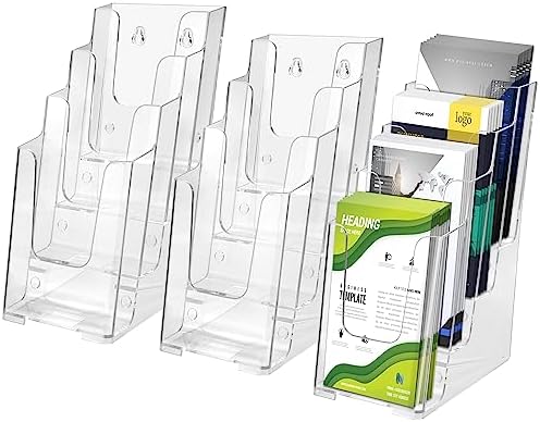 Amazon.com: zavekia 3 Pack 4 Tier Acrylic Brochure Holder , 4-Inch Wide ...