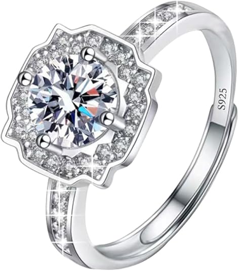 Amazon.com: Luckilemon Moissanite Adjustable Engagement Ring, Promise ...
