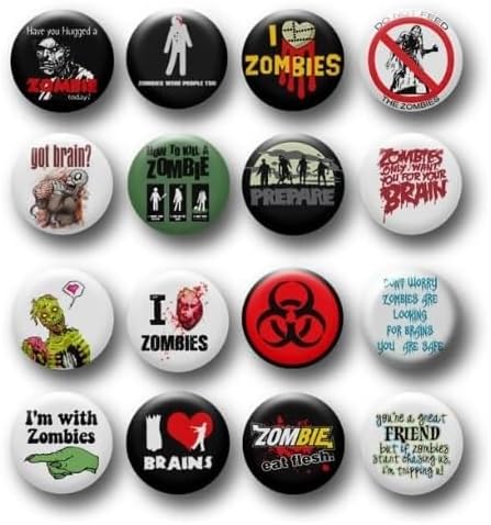 Amazon.com: Set of 16 (1.25 Inch) Funny Zombie Pinback Buttons/Pins ...