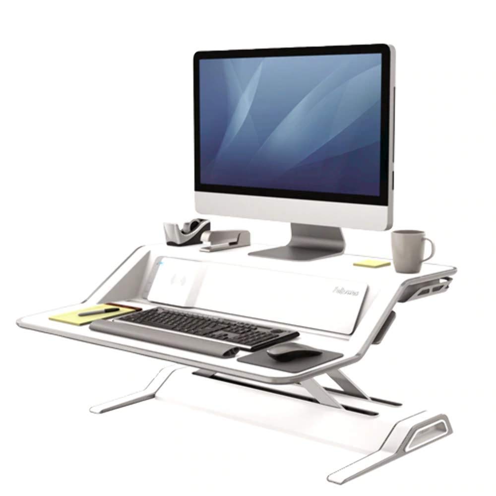 Fellowes Lotus DX Deluxe Height Adjustable Sit-Stand Workstation -White ...