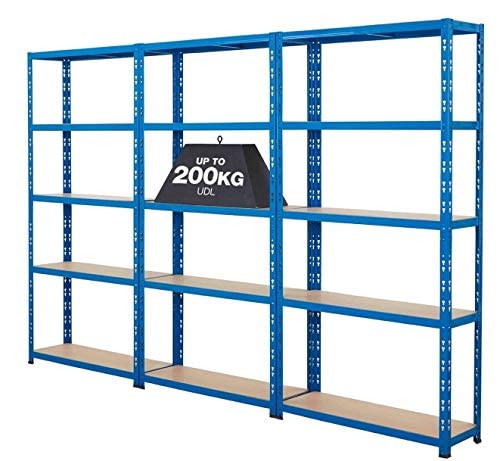 Buy BiGDUGHeavy Duty Garage Shelving Unit 3 Bay - 179x90x30 cm - 200kg ...
