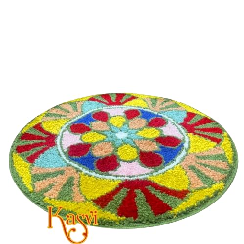 Buy Rosslyn Rangoli Round Rug (60x60 cm) Microfibre 2000 GSM Rugs ...