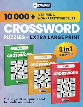 The Largest 3 in 1 Crossword Puzzles Book for Adults and Seniors (Easy ...