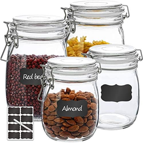 Amazon.com: Encheng 32 oz Wide Mouth Mason Jars With Airtight Hinged ...