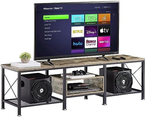 Amazon.com: VECELO Industrial TV Stand for 75 Inch Television Cabinet 3 ...