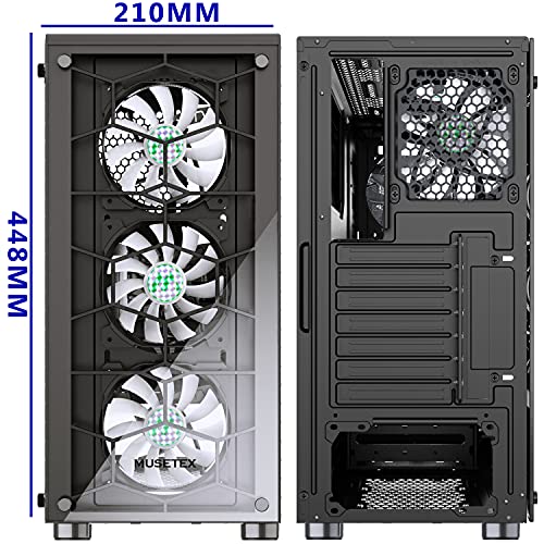 Snapklik.com : MUSETEX 6 RGB LED Dual Fans 2 Translucent Tempered Glass ...