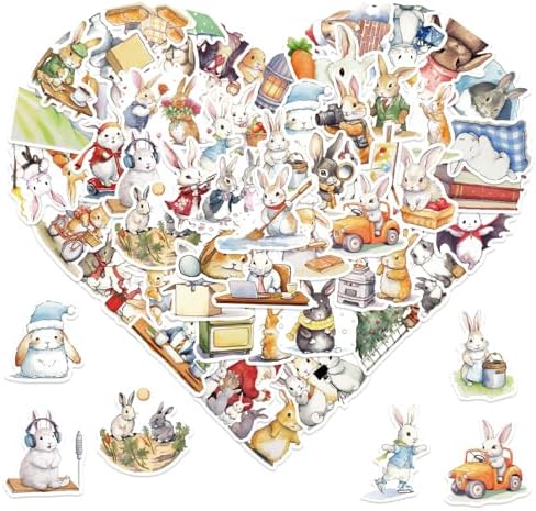 Amazon.com: 50 Pcs Kawaii Bunny Stickers, Pink Aesthetic Stickers for ...