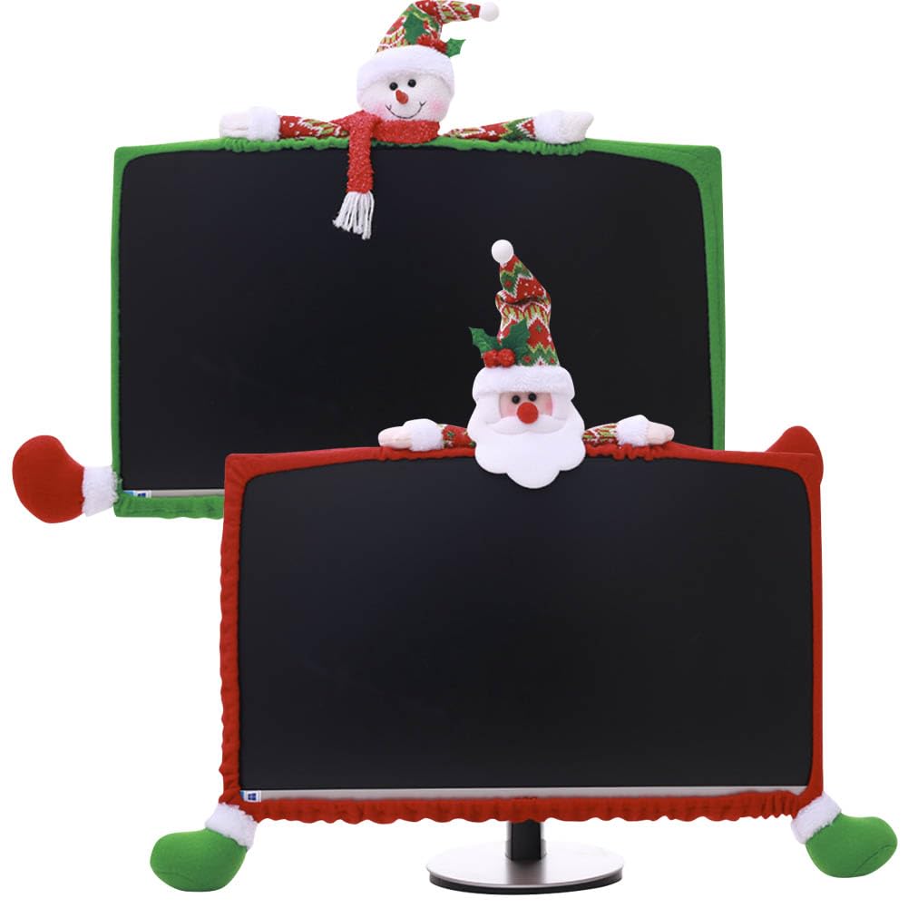 Amazon.com: 2 Pcs Christmas Computer Monitor Cover with Snowman Santa ...