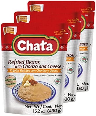 Amazon.com: CHATA Refried Beans Chorizo & Cheese, Delicious, Ready-to ...