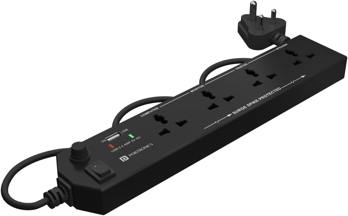 Buy Portronics Power Plate 4 Extension Board with 4 Universal Sockets ...