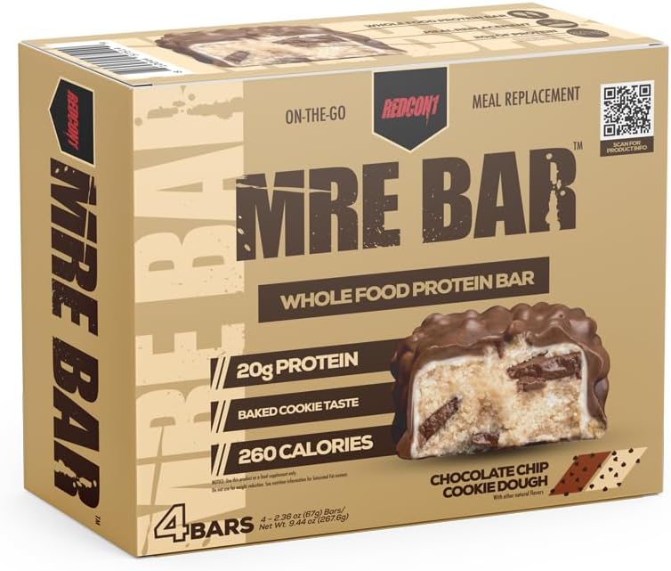Amazon.com : REDCON1 MRE Bar, Chocolate Chip Cookie Dough, 20g Whole ...