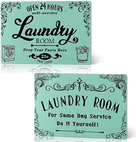 Amazon.com: Zhengmy 2 Pieces Laundry Room Decors Retro Metal Tin Signs ...