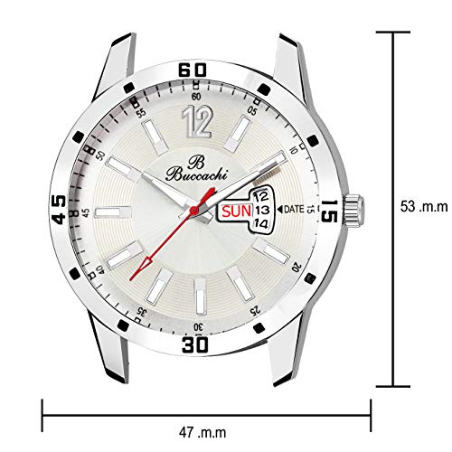 Buccachi Analogue Men's Watch (White Dial Black Colored Strap) : Amazon ...