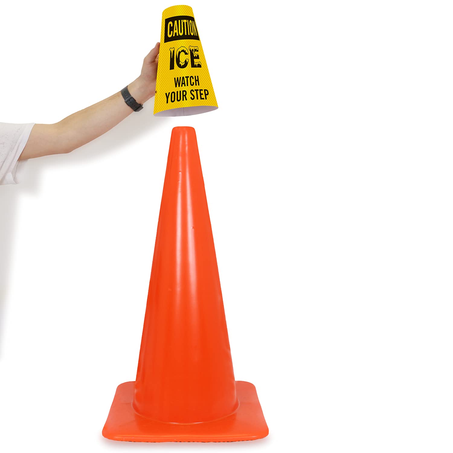Snapklik.com : SmartSign Caution - Ice, Watch Your Step” Cone Message ...