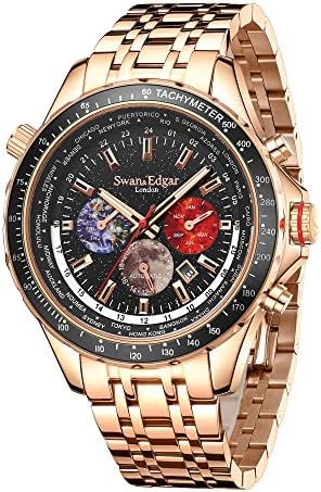 SWAN AND EDGAR World Timer Mechaquartz Chronograph Designer Watch for ...